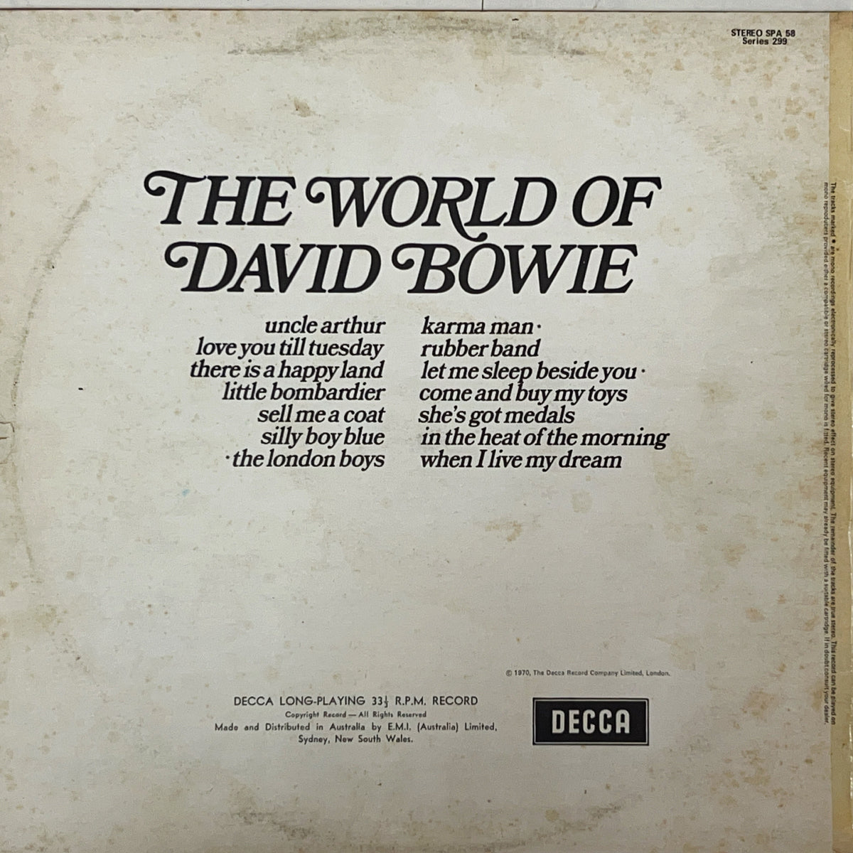Pre Loved Record - David Bowie - The World Of David Bowie – Stash Records